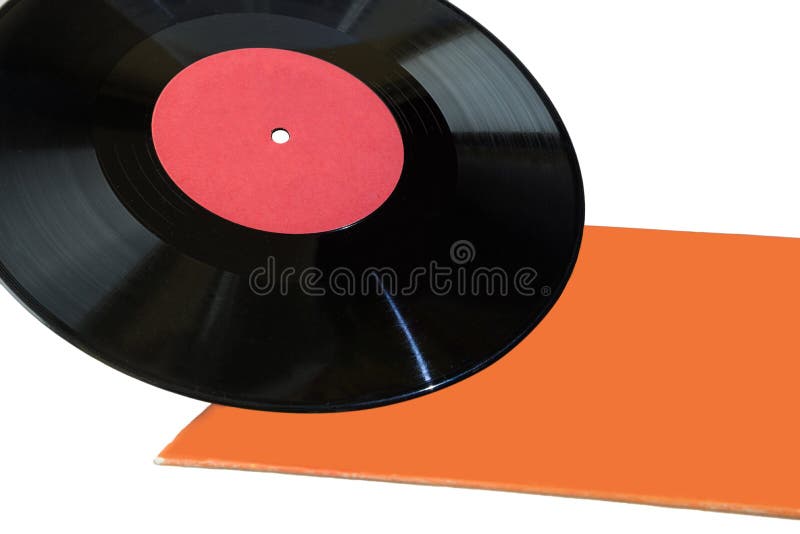 Vinyl disc with red label stock photo. Image of object - 89581548