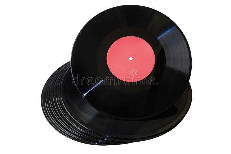 Vinyl Disc with Red Label on Vinyl Stack Stock Image - Image of black ...