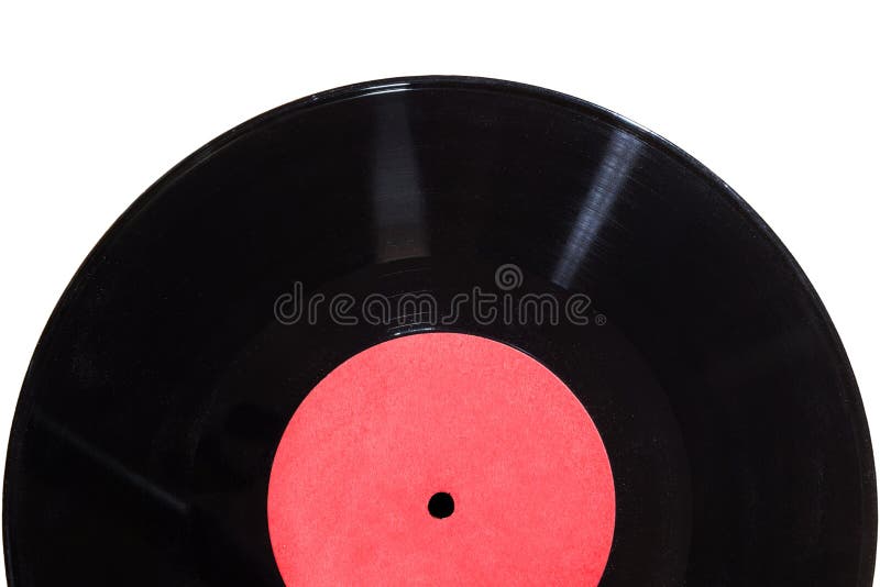 Vinyl disc with red label stock image. Image of isolated - 91924917