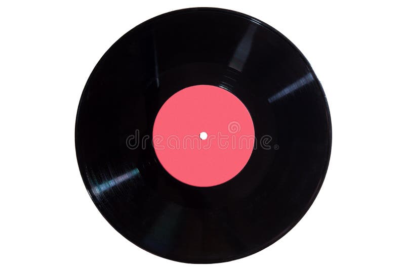 Vinyl disc with red label stock image. Image of isolated - 91924917