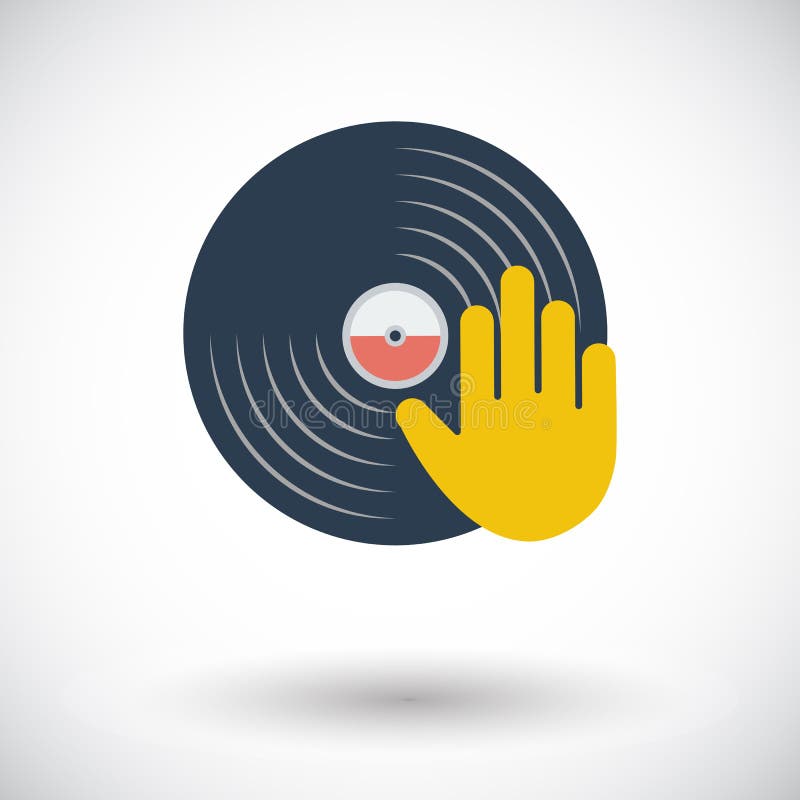 Vinyl disc whit hand. stock vector. Illustration of music - 97182090