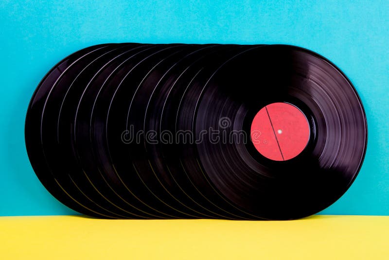 Vinyl discs on background. stock image. Image of analog - 145639895