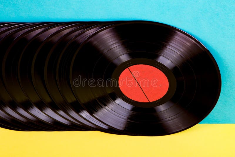 Vinyl discs on background. stock photo. Image of medium - 145920846