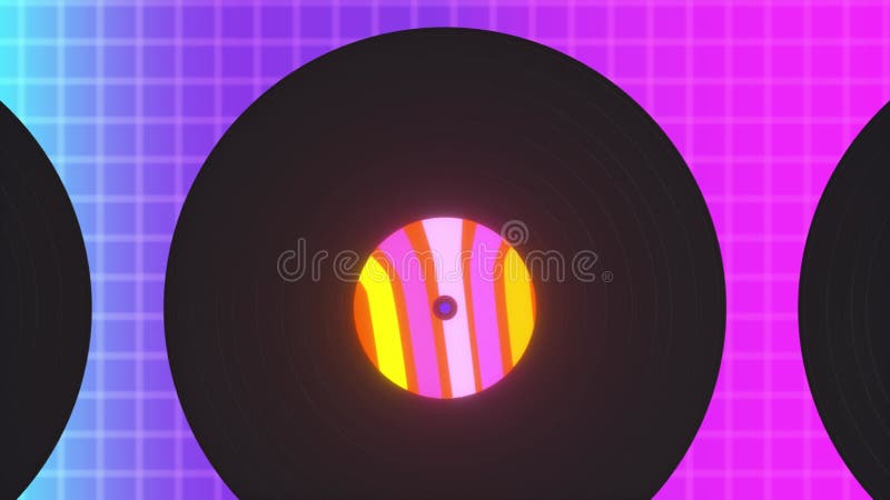 Vinyl Discs Spinning on Abstract Moving Background. Seamless Looping ...