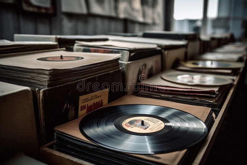 Vinyl Discs in the Store. AI Generated Stock Illustration ...