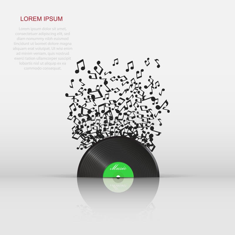 Vinyl Disk with Flying Sound Note. Music Disk Vector Illustration Stock ...