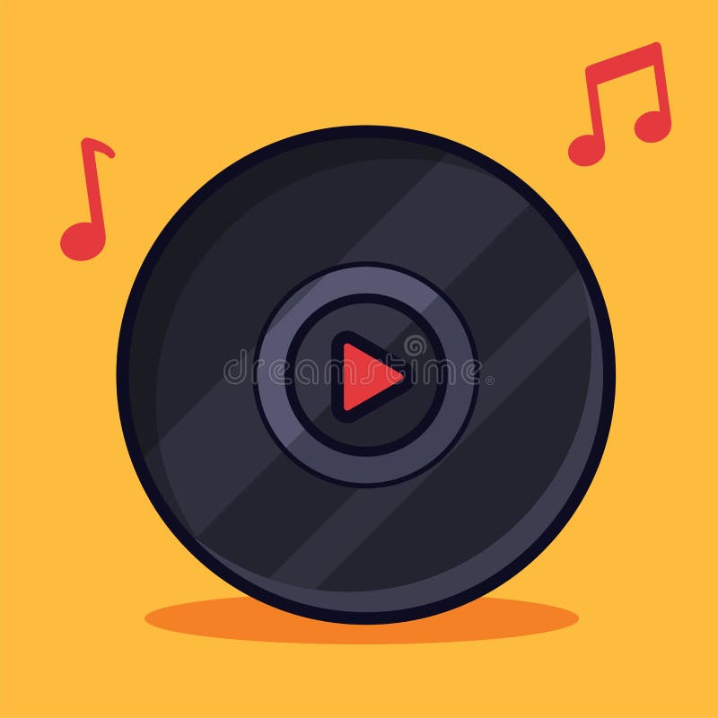 Vinyl Disk with Play Icon Vector Illustration Stock Vector ...
