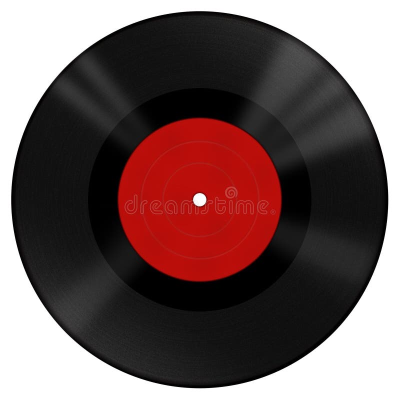 Vinyl disk with red label stock illustration. Illustration of vintage ...