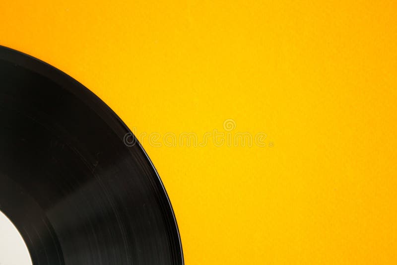 Vinyl Disk on Yellow Background. Vinyl Record, Close Up Stock Photo ...