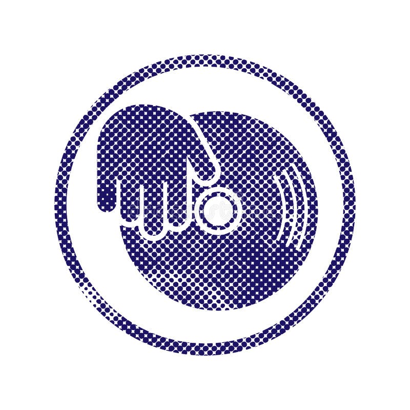 Vinyl and Dj Hand Icon with Halftone Dots Print Texture. Stock Vector ...