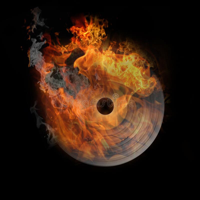 Vinyl in fire, very hot stock illustration. Illustration of nightclub ...