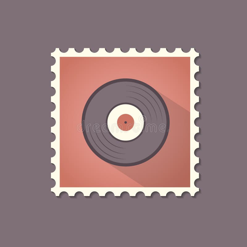 Vinyl Flat Stamp with Shadow. Retro Style Stock Vector - Illustration ...