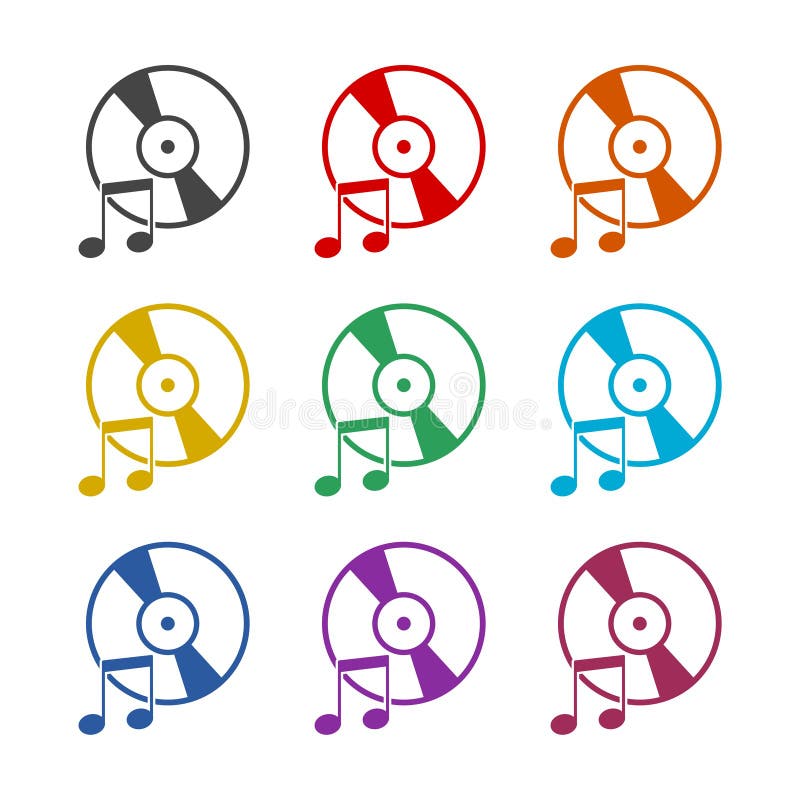 Vinyl Icon, Gramophone Sticker Set Stock Vector - Illustration of play ...