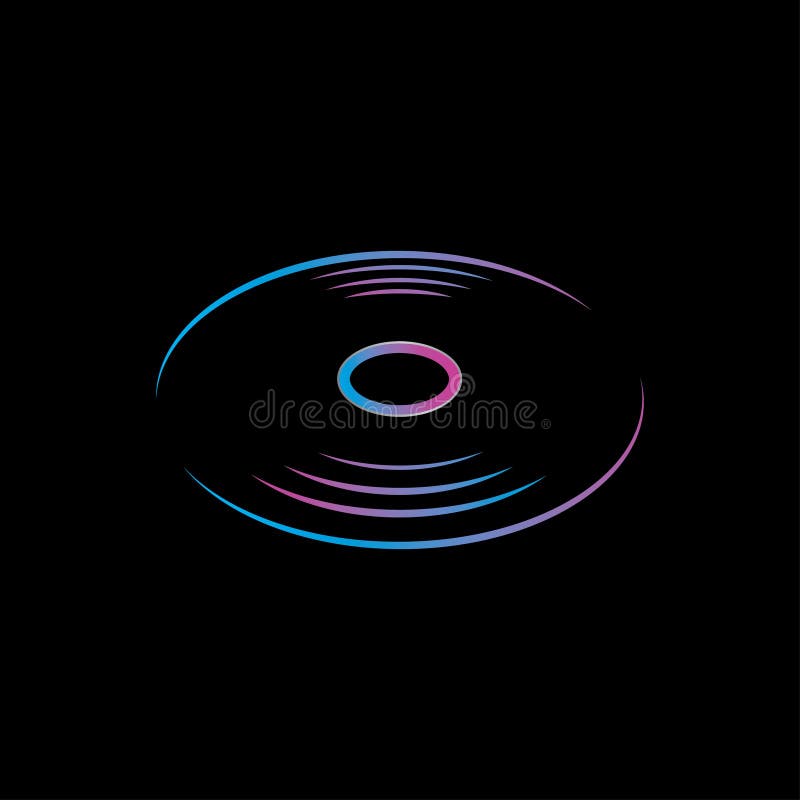 Vinyl Music Element Design Isolated in Black Background Template Stock ...
