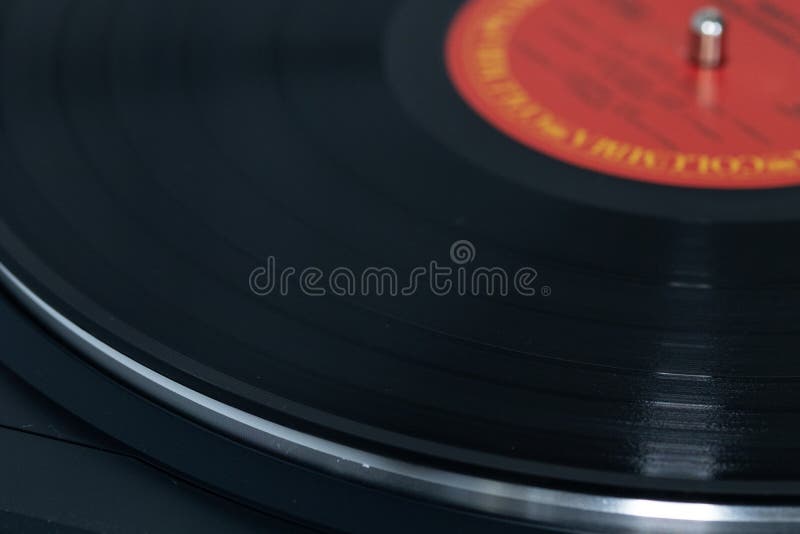 Vinyl Plate. Vintage Record Player for Black Vinyl, Black Platter Stock ...