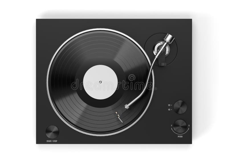 Vinyl Player with Long Play or LP Records. Top View Stock Illustration ...