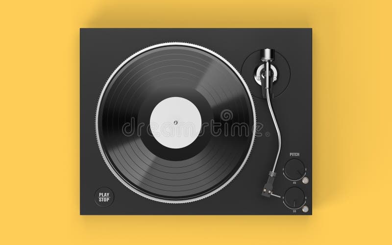 Vinyl Player with Long Play or LP Records. Top View Stock Illustration ...