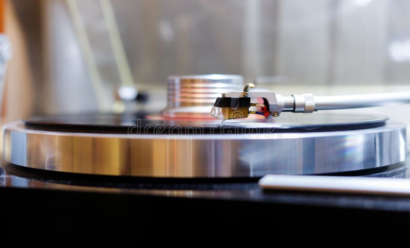 Vinyl Player Playing Record, Headshell Close Up Stock Photo - Image of ...