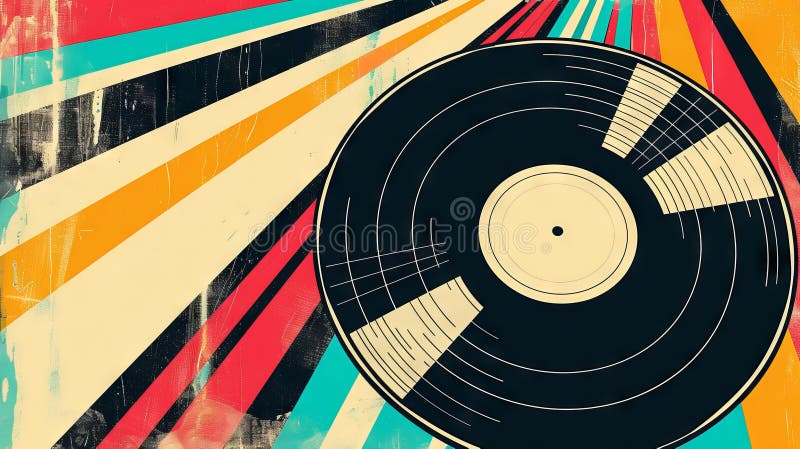 Vinyl Record on an Abstract Colorful Art Backdrop. Pop Art Illustration ...