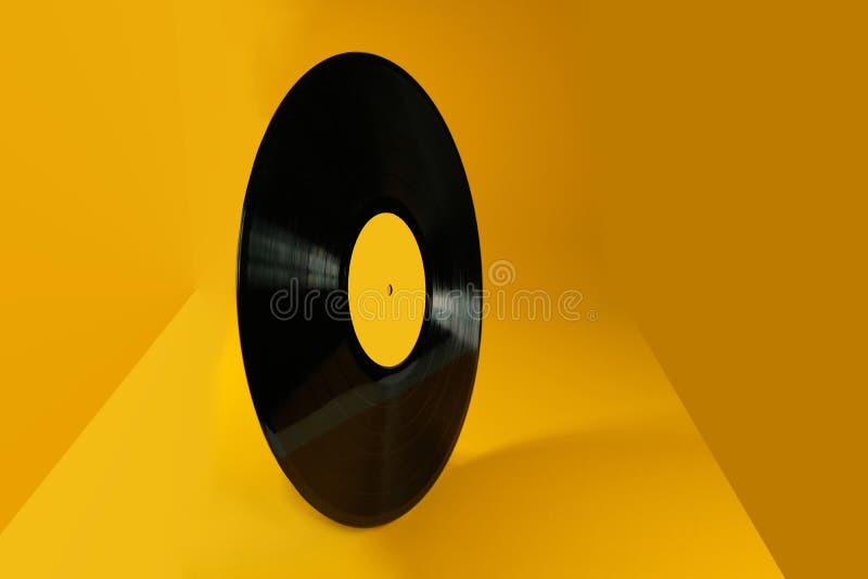 Vinyl Record on an Abstract Yellow Background. Old Vintage Vinyl Record ...