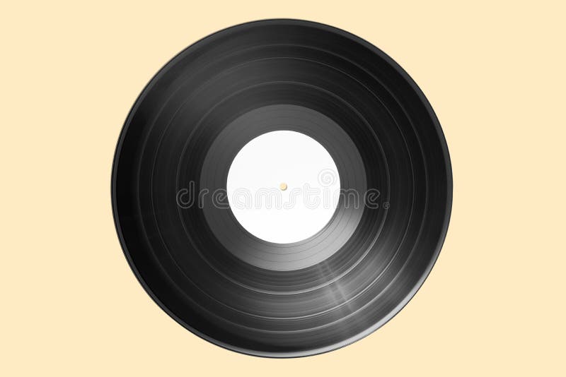 Vinyl Record with Bank Label Isolated on Beige Background Stock Photo ...