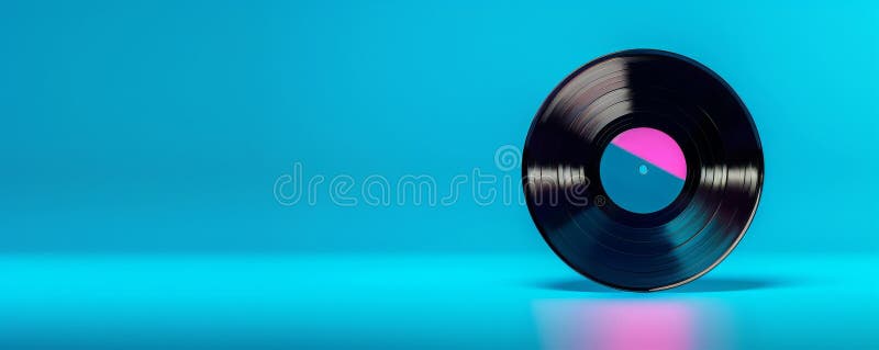 Vinyl Record on Blue Background, Minimalistic Concept Stock Photo ...