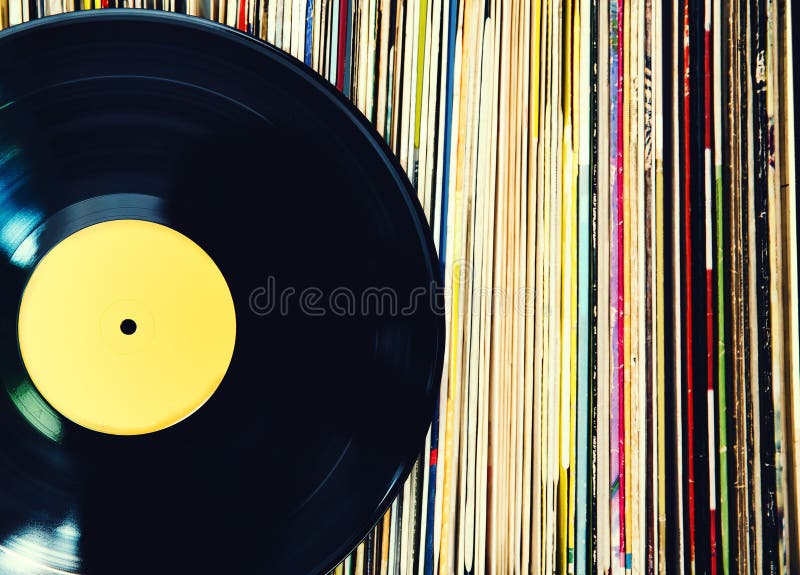 Vinyl Record and a Collection of Albums Stock Photo - Image of closeup ...