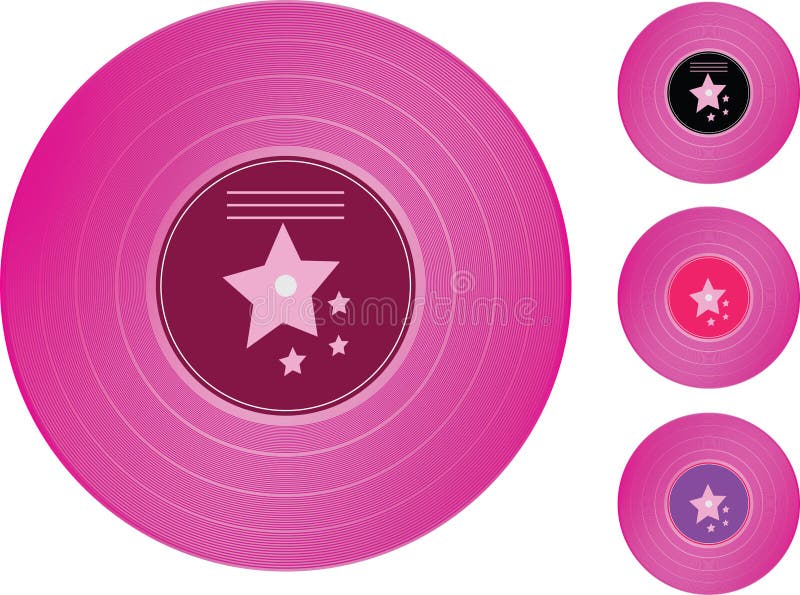 Vinyl Record. Collection Records of Pink Stock Vector - Illustration of ...