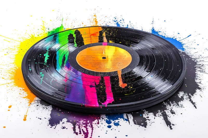 A Vinyl Record with Colorful Paint Splatters on it. Generative AI Stock ...
