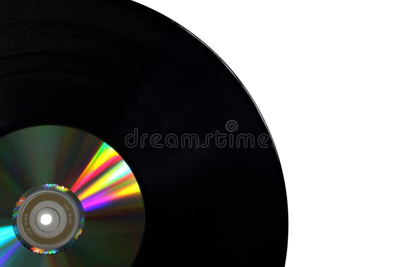 Vinyl Record with Compact Disk Stock Image - Image of rainbow, colors ...