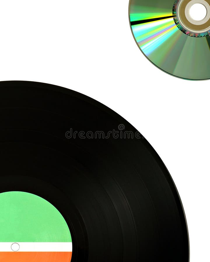 Vinyl Record with Compact Disk Stock Image - Image of isolated ...