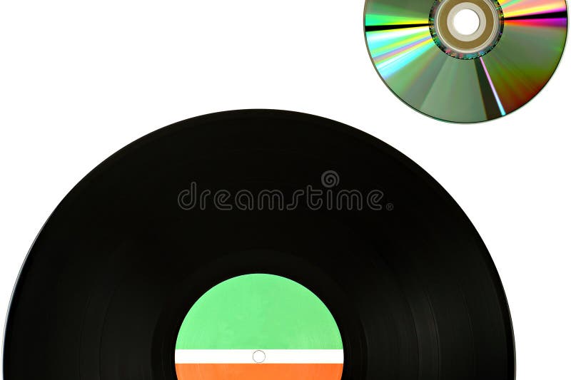 Vinyl Record with Compact Disk Stock Photo - Image of black, retro ...