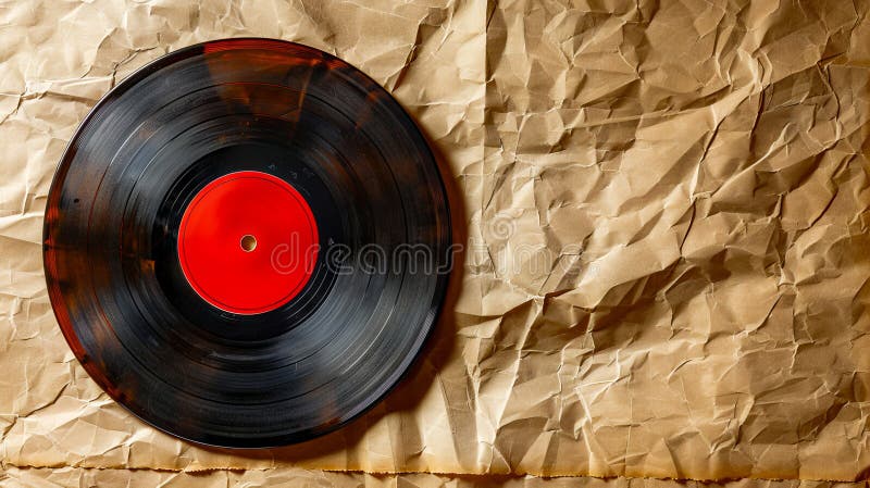 A Vinyl Record on a Crumpled Piece of Paper Stock Image - Image of ...
