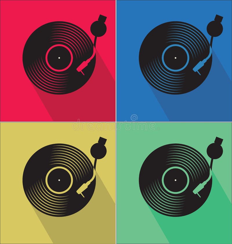 Black Vinyl Record Disc Flat Concept Background Stock Illustration ...