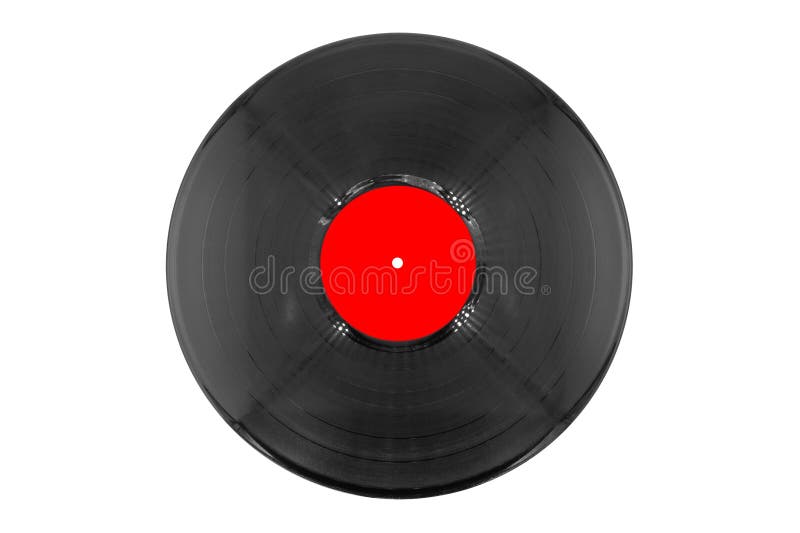 Vinyl Record Disc with Red Label Isolated Over a White Background ...