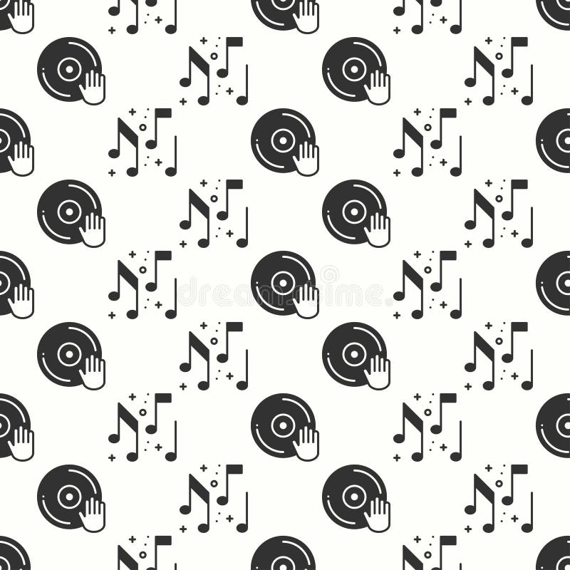 Vinyl Record Disco Dance Nightlife Seamless Pattern. DJ Disk Jockey ...