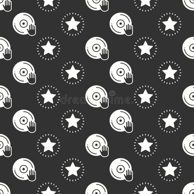 Vinyl Record Disco Dance Nightlife Seamless Pattern. DJ Disk Jockey ...