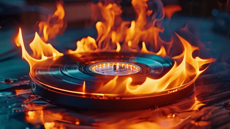 Record on Fire Burning on Table Stock Footage - Video of vintage ...