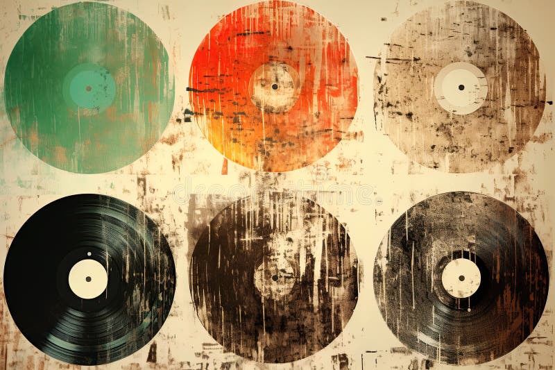 Vinyl Record. Grunge Poster Style Design. Generative Ai Stock ...