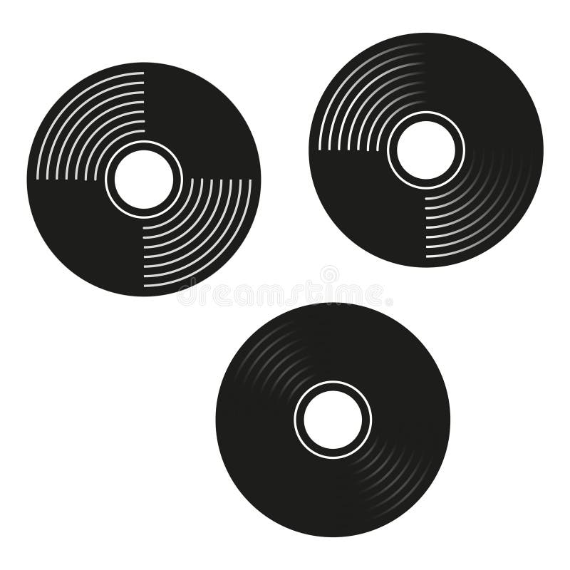 Vinyl Record Icon. Black Circular Disc. Grooved Music Pattern. Vector ...