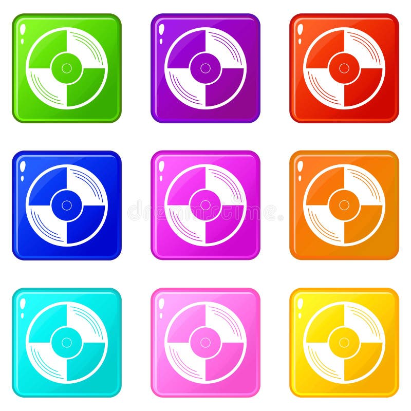 Vinyl record icons 9 set stock vector. Illustration of color - 96143996