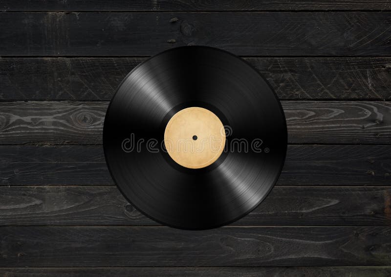 Vinyl Record Isolated on Black Wood Background Stock Illustration ...