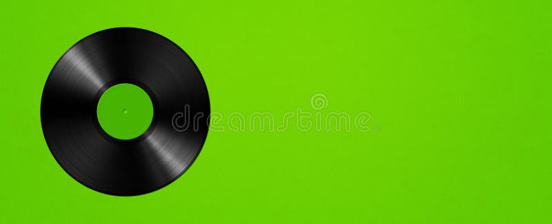 Vinyl Record Isolated on Green Background. Horizontal Banner Stock ...