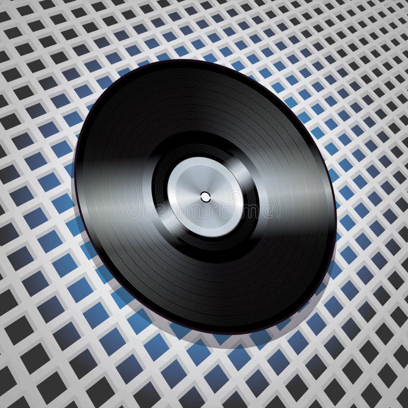 Vinyl Record with Metallic Centre on Lattice Pattern Background Stock ...