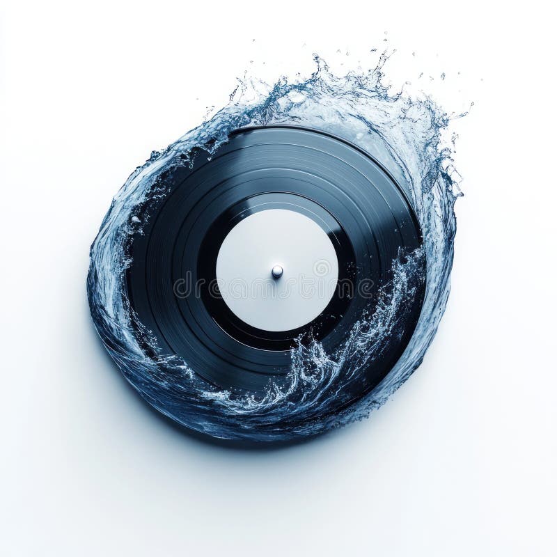 Vinyl Record Morphing into Ocean Wave Stock Illustration - Illustration ...