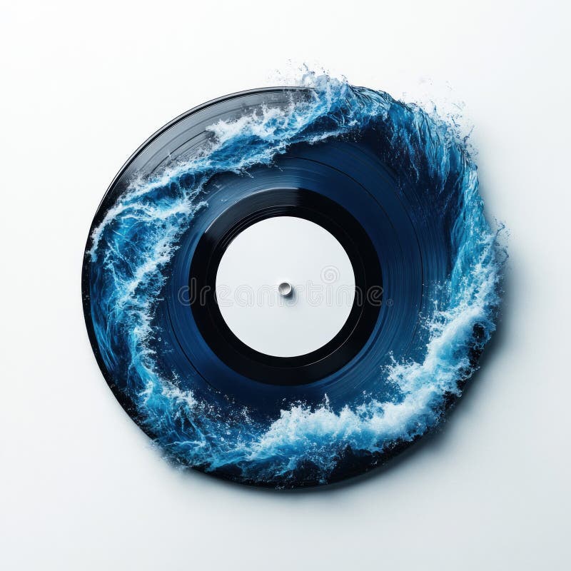 Vinyl Record Morphing into Ocean Wave Stock Illustration - Illustration ...
