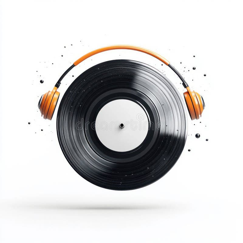 Vinyl Record Morphs into a Cosmic Planet with Headphone Orbits Stock Illustration - Illustration ...