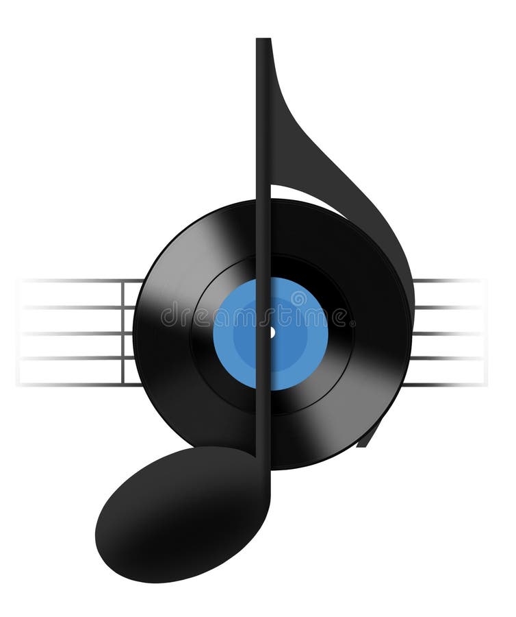 Vinyl Record and Music Note Stock Illustration - Illustration of music ...
