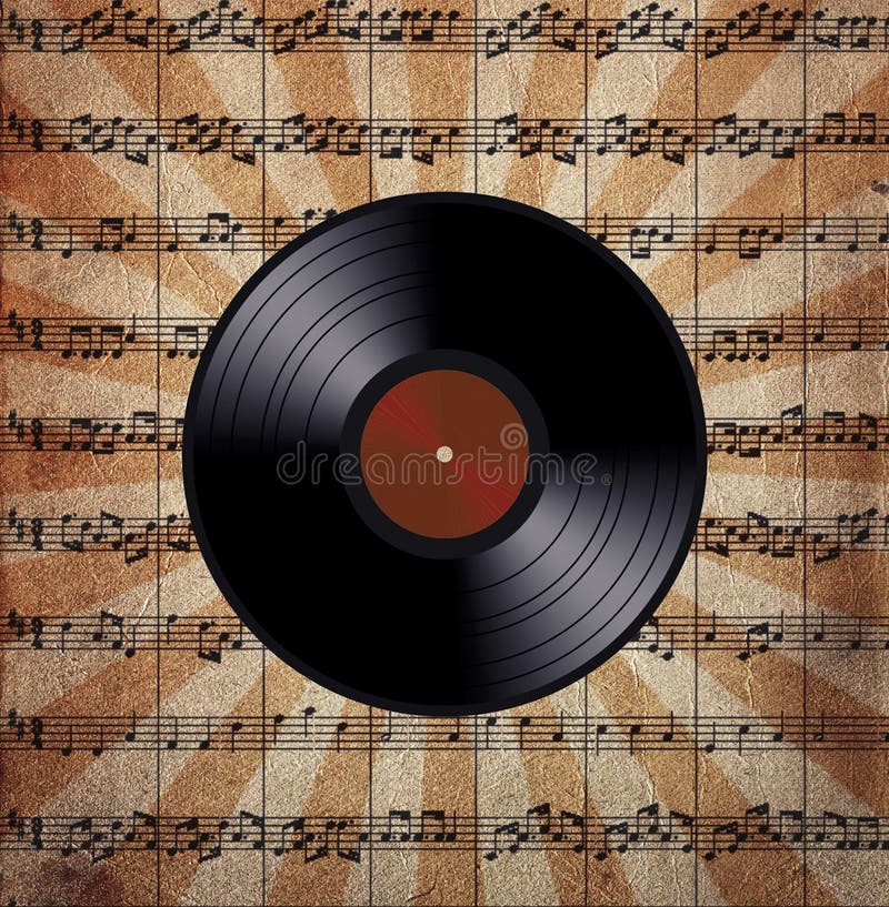 Vinyl Record on the Music Note Paper Stock Illustration - Illustration ...