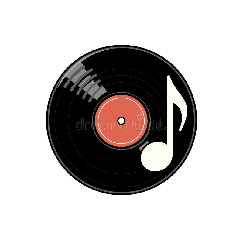 Vinyl Record with Music Note Vector Illustration for Music Theme Decor ...